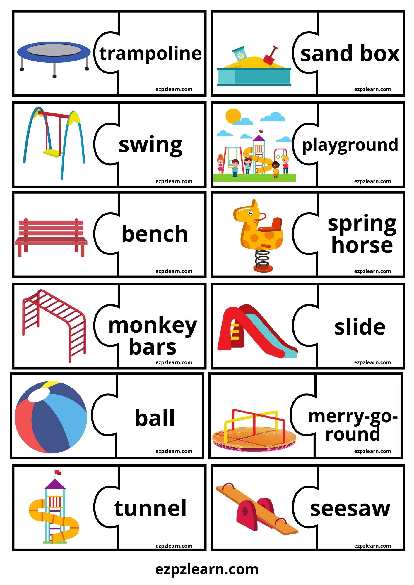 Playground Word Match Game Ezpzlearn